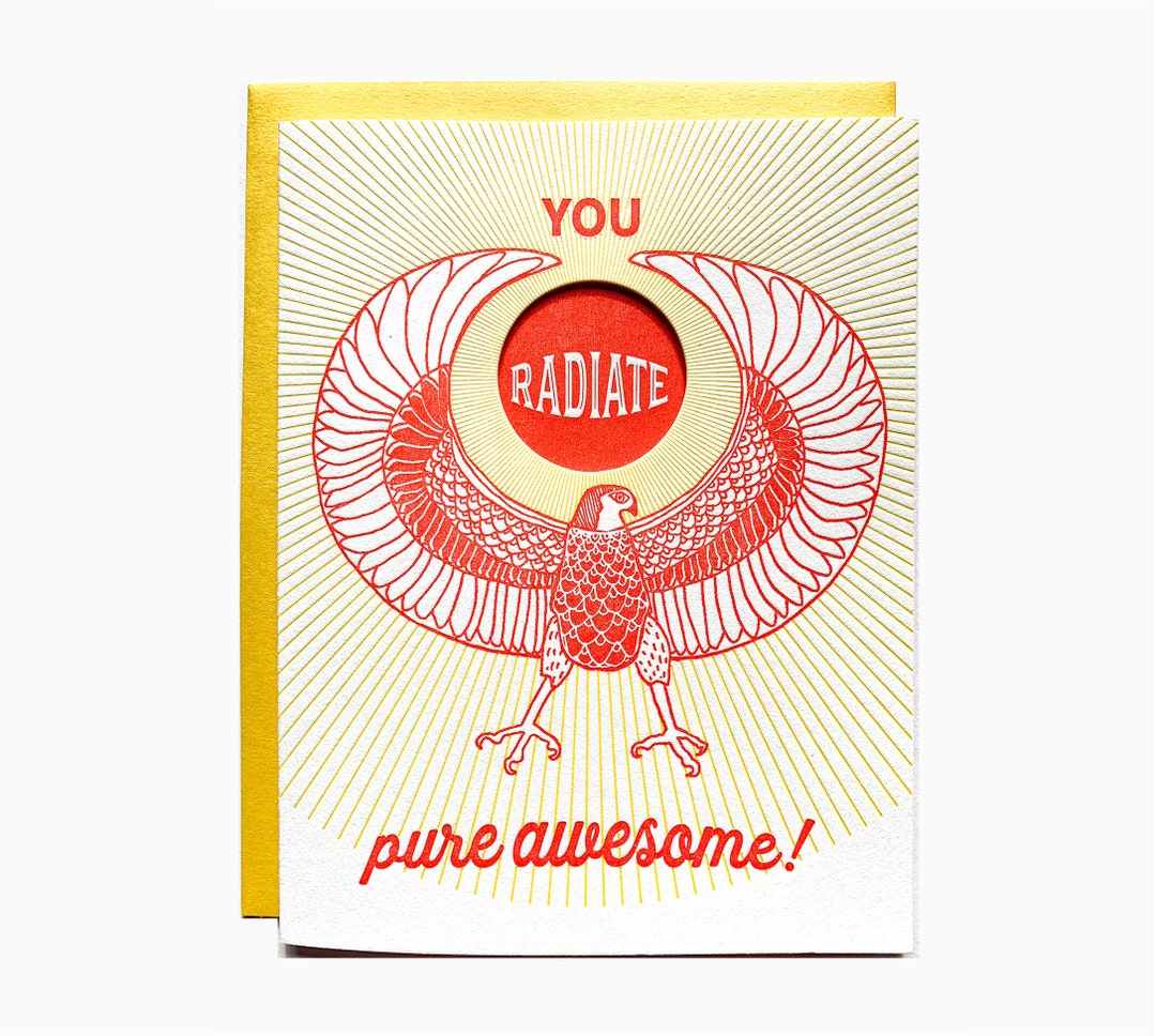 You Radiate Awesome Card, Letterpress Printed Greeting - Etsy