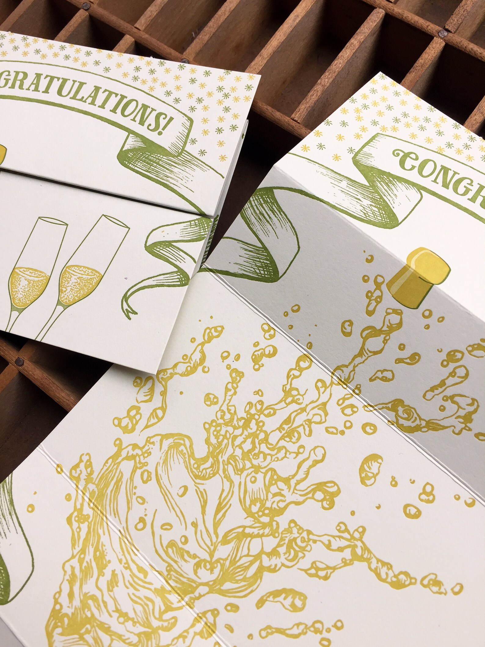 Letterpress Champagne Congratulations Card - Etsy