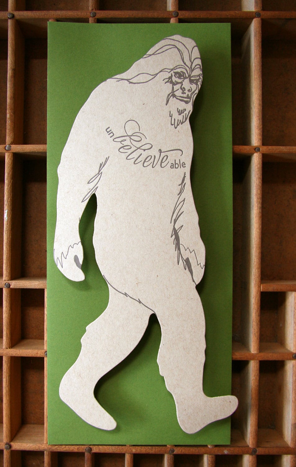 Bigfoot Sasquatch Letterpress Card - Etsy