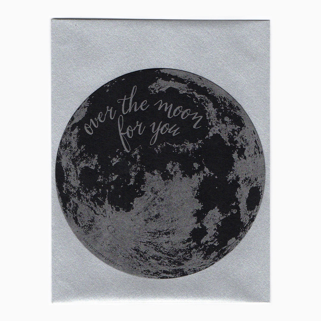Letterpress Moon Die Cut Card - Etsy