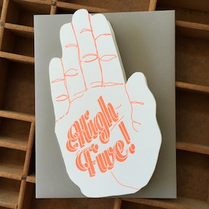 High Five Letterpress NEON Card - Etsy
