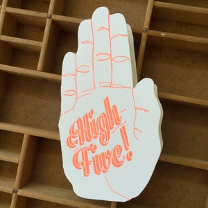 High Five Letterpress NEON Card - Etsy