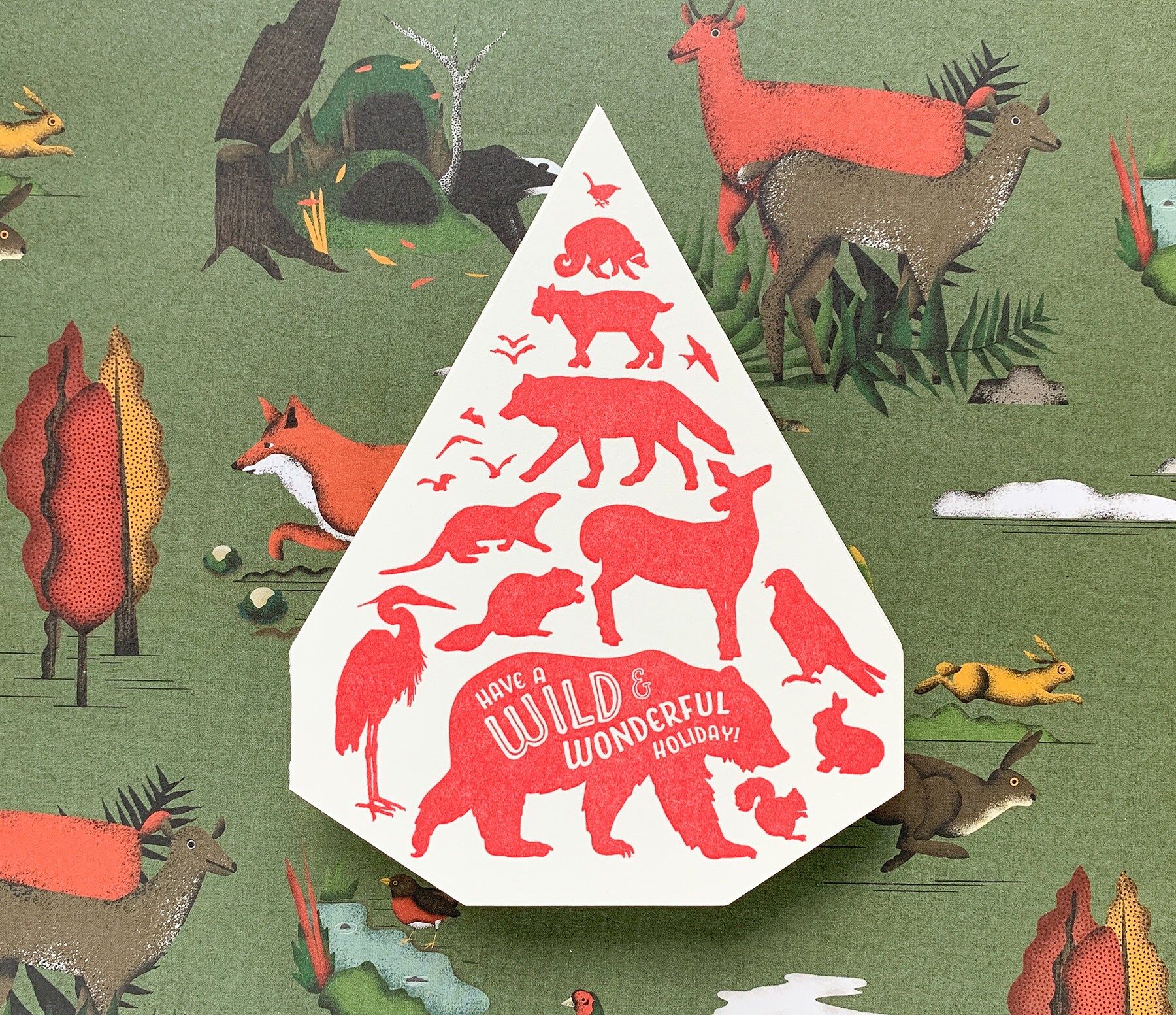 Letterpress wild holiday card | Etsy