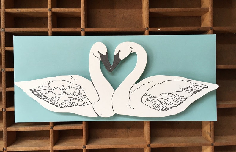 Letterpress Swan Perfect Match Card - Etsy