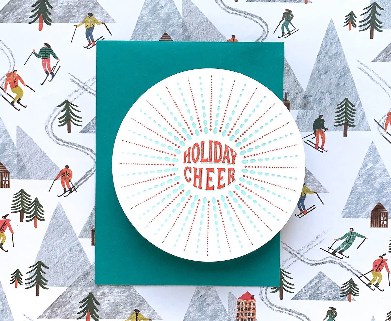 Letterpress Holiday Cheer Circle Card | Etsy