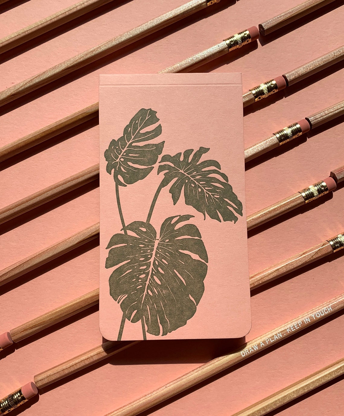 Monstera letterpress jotter notepad | Etsy