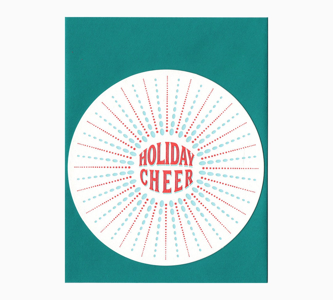 Letterpress Holiday Cheer Circle Card - Etsy