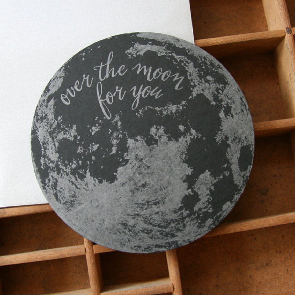 Letterpress Moon Die Cut Card - Etsy