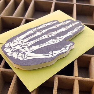 Letterpress Skeleton Hand Shaped Card - Etsy