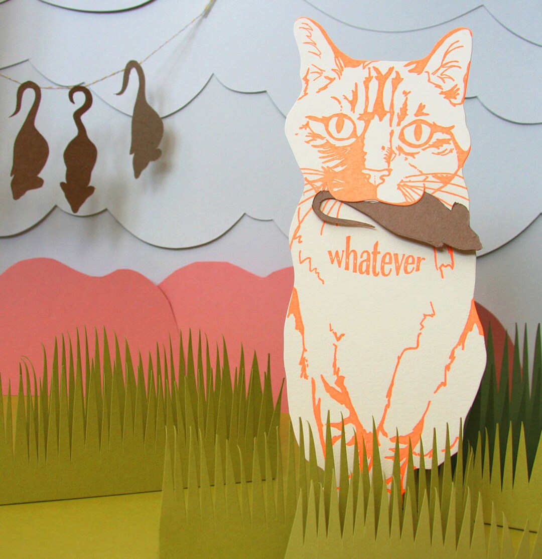 Letterpress Cat Gift Card - Etsy