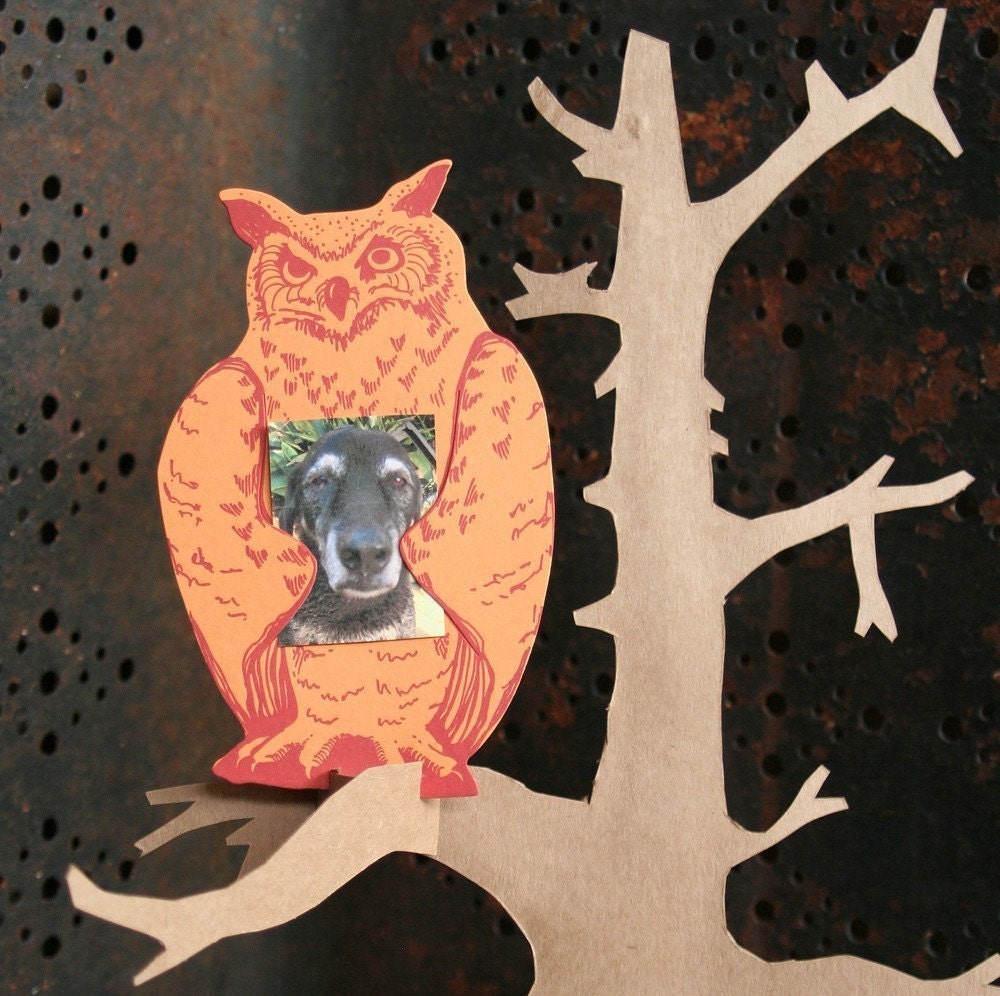 Letterpress OWL Card Die Cut Woot - Etsy