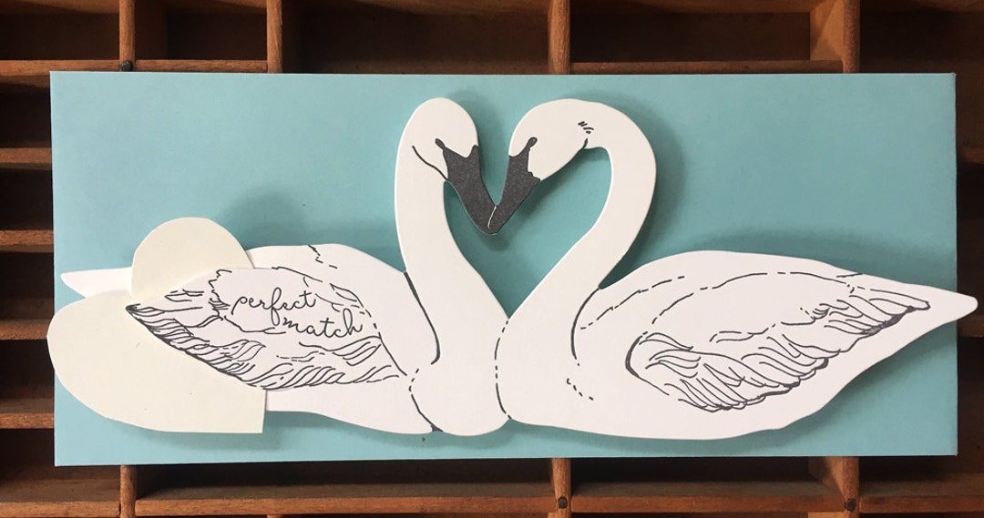 Letterpress Swan Perfect Match Card - Etsy