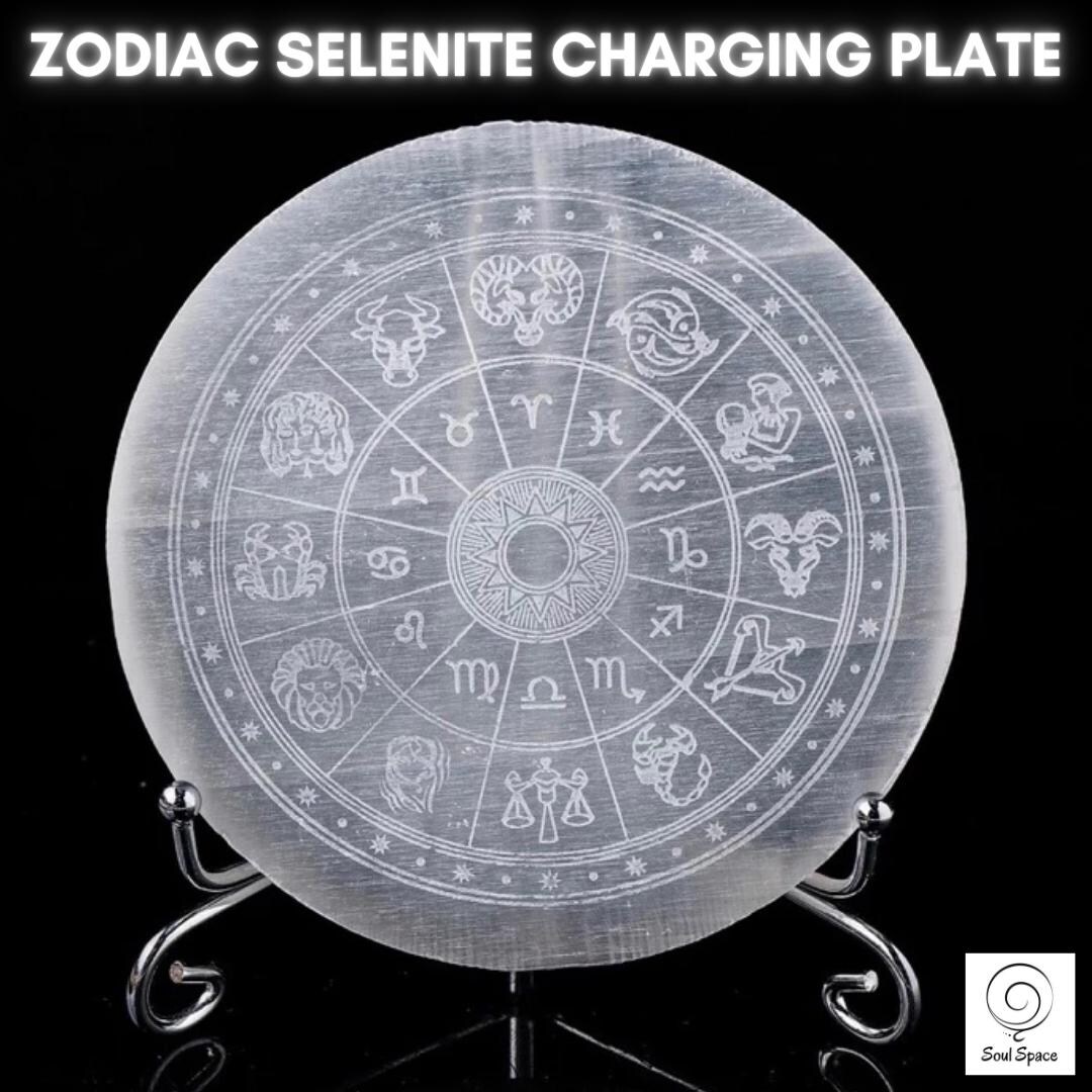 Selenite: Polished and Carved With the Symbols of the 12 Zodiac Signs ...