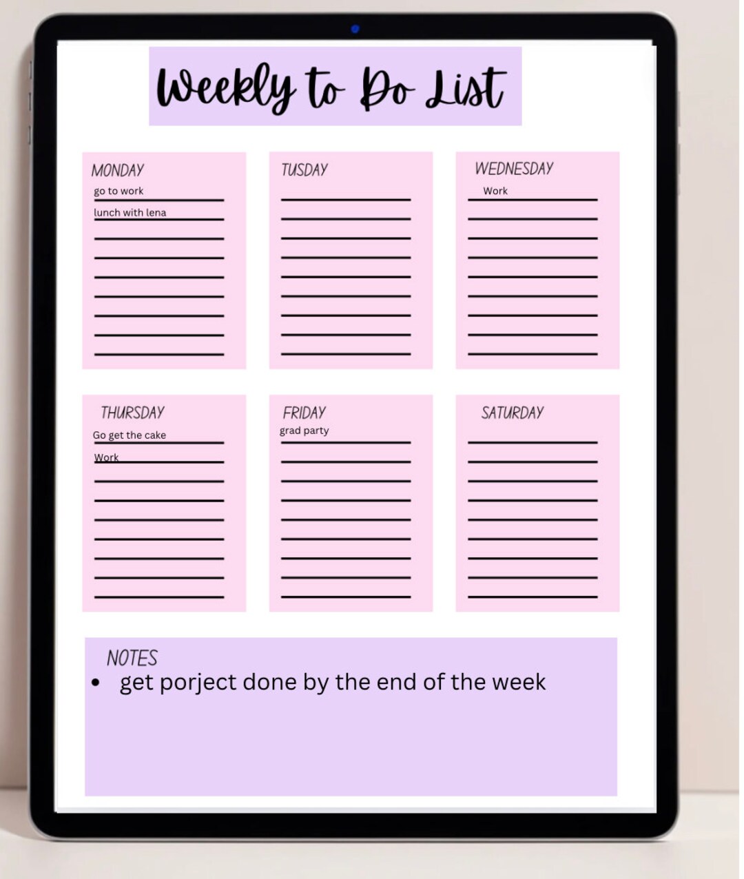 Digital One Pager Weekly To-do List, Digital Weekly Planner. - Etsy