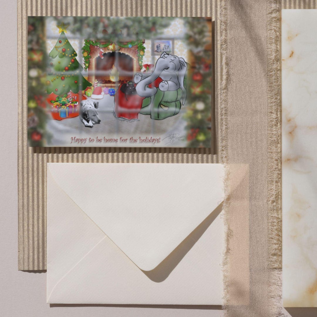 Holiday Greeting Card Printable – Home for Christmas – Hathi’s Holiday ...