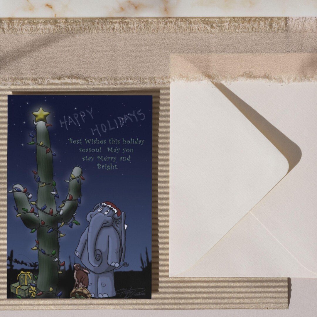 Desert Cactus Christmas Card Printable – Southwestern Elephant ...