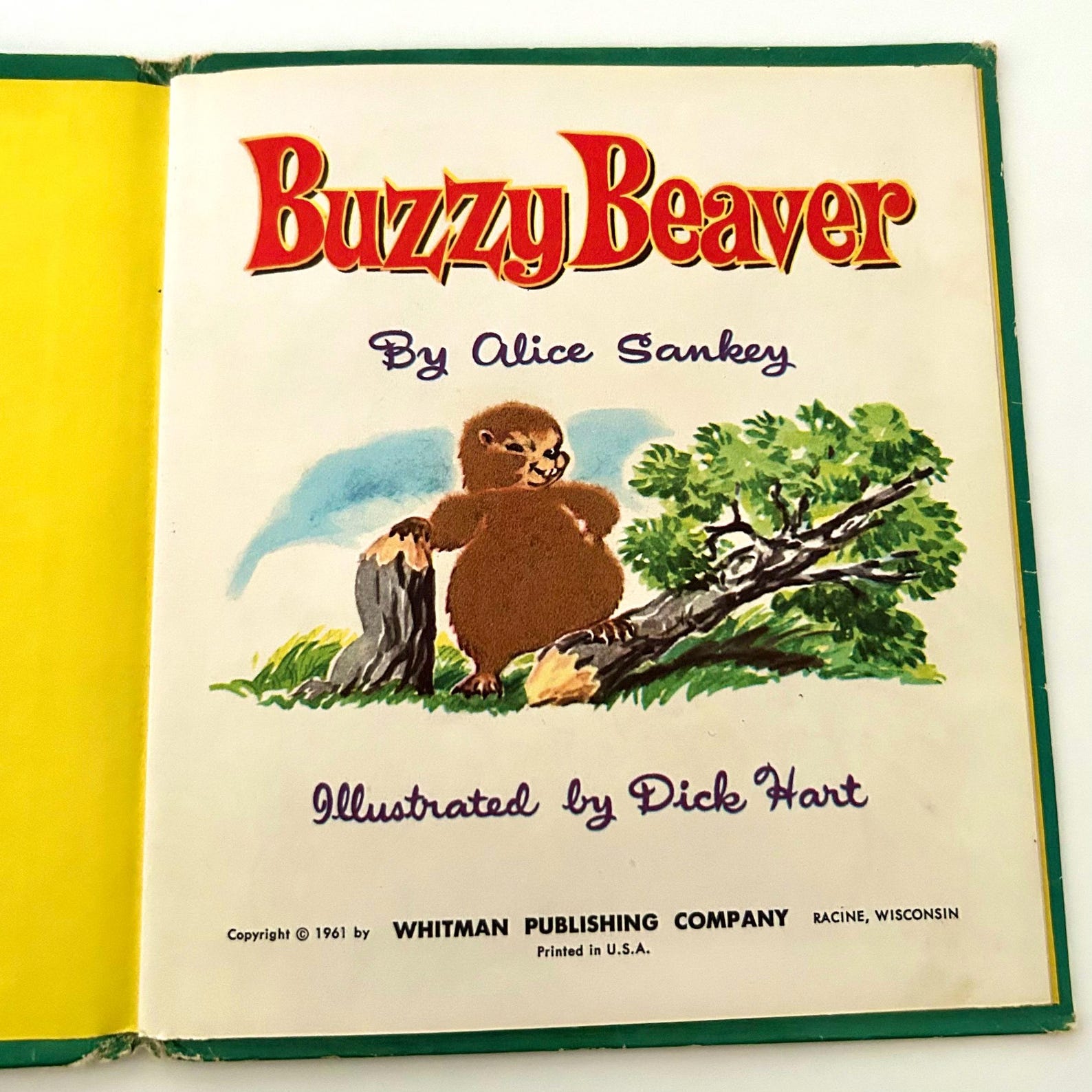 Vintage 1961 Children’s Tell-a-tale Fuzzy Wuzzy Book “buzzy Beaver ...