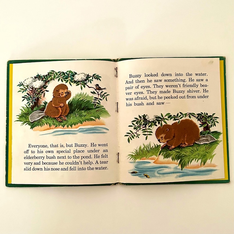 Vintage 1961 Children’s Tell-a-tale Fuzzy Wuzzy Book “buzzy Beaver ...