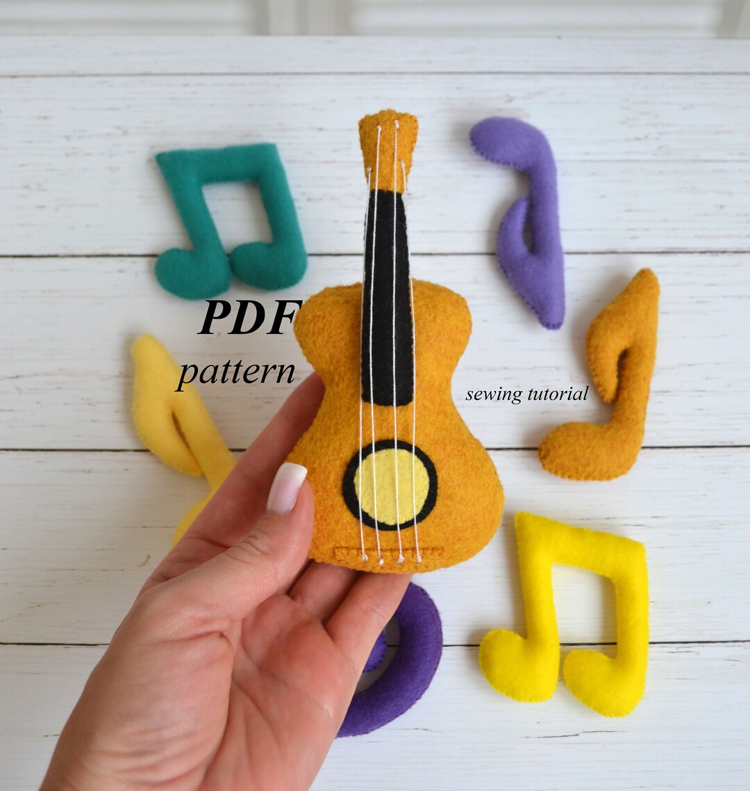 Felt Sewing Patterns, Music Set Notes Guitar Pattern, Notes Acoustic ...