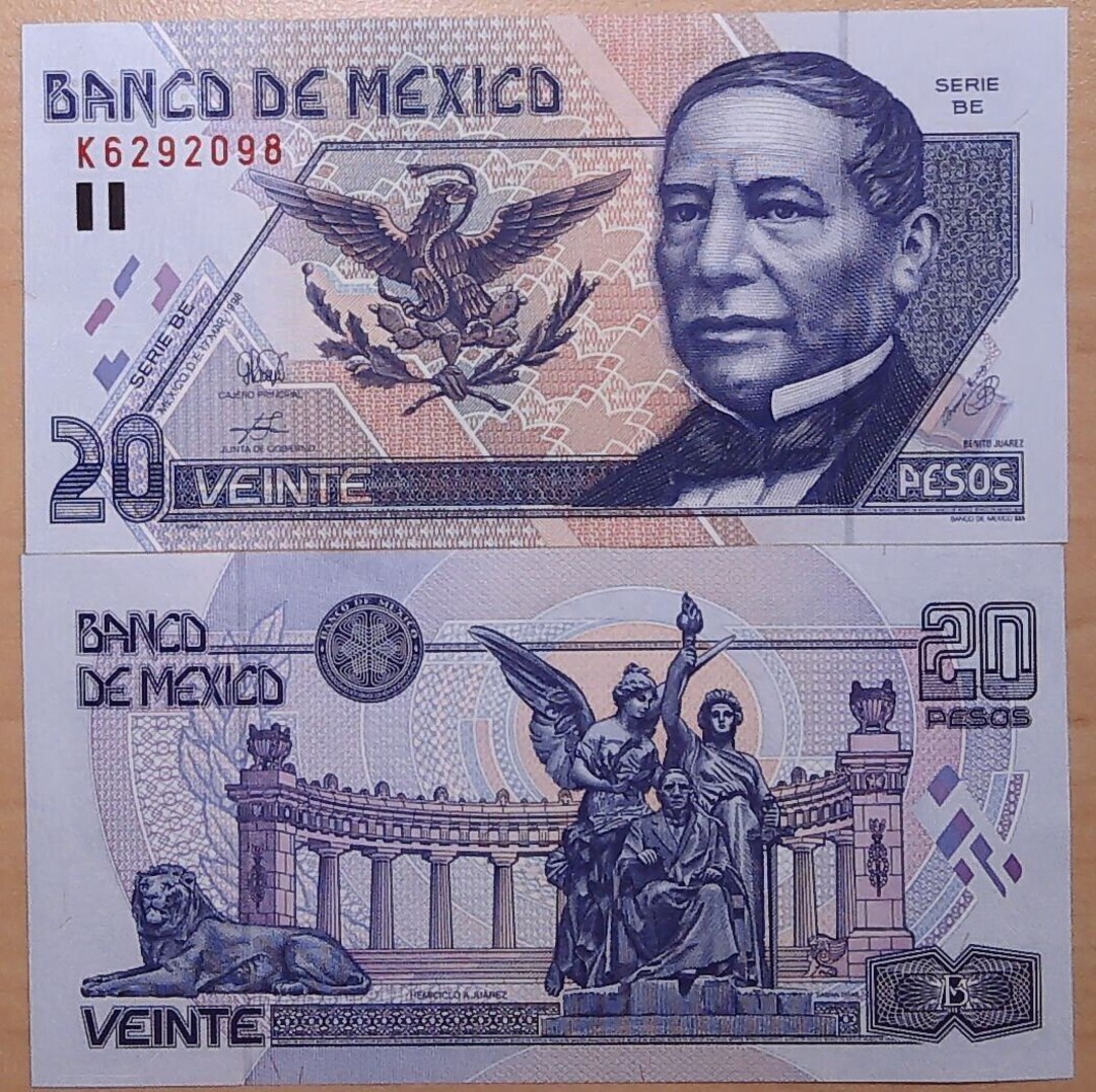 1998 Mexico 20 Peso Paper Unc Crisp Rare Banknote Add to Your ...