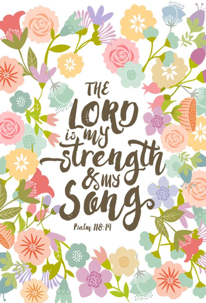 Lord is My Strength and Song 8x10 Inch Shabby Chic Bible Verse ...