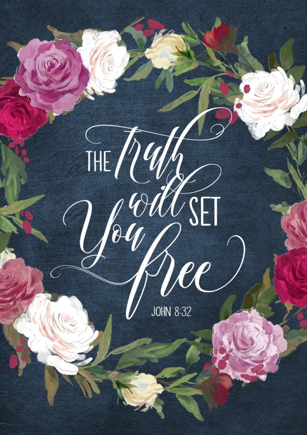 Truth Shall Set You Free 8x10 Inch Shabby Chic Bible Verse Christian ...