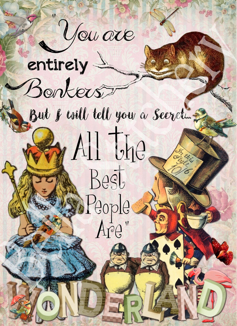 Handmade Alice in Wonderland Quote 8x10 Craft and Quilt Cotton Fabric ...
