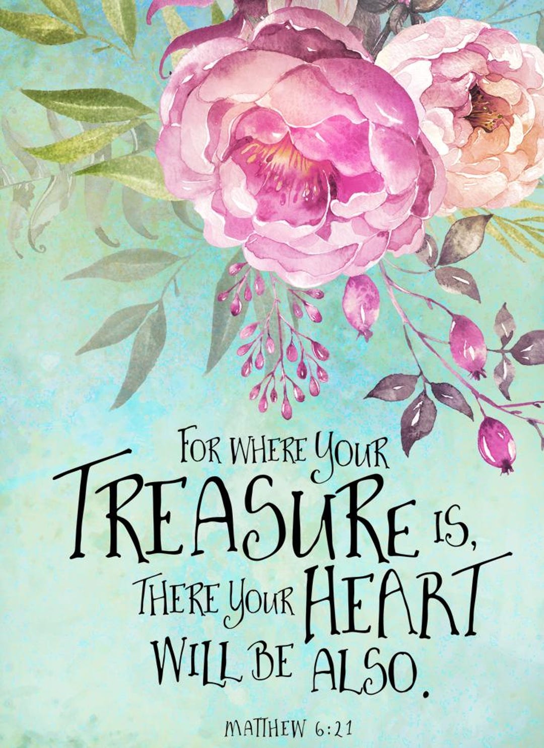 Where Your Treasure is There Will Your Heart Be Also 8x10 Inch Shabby ...