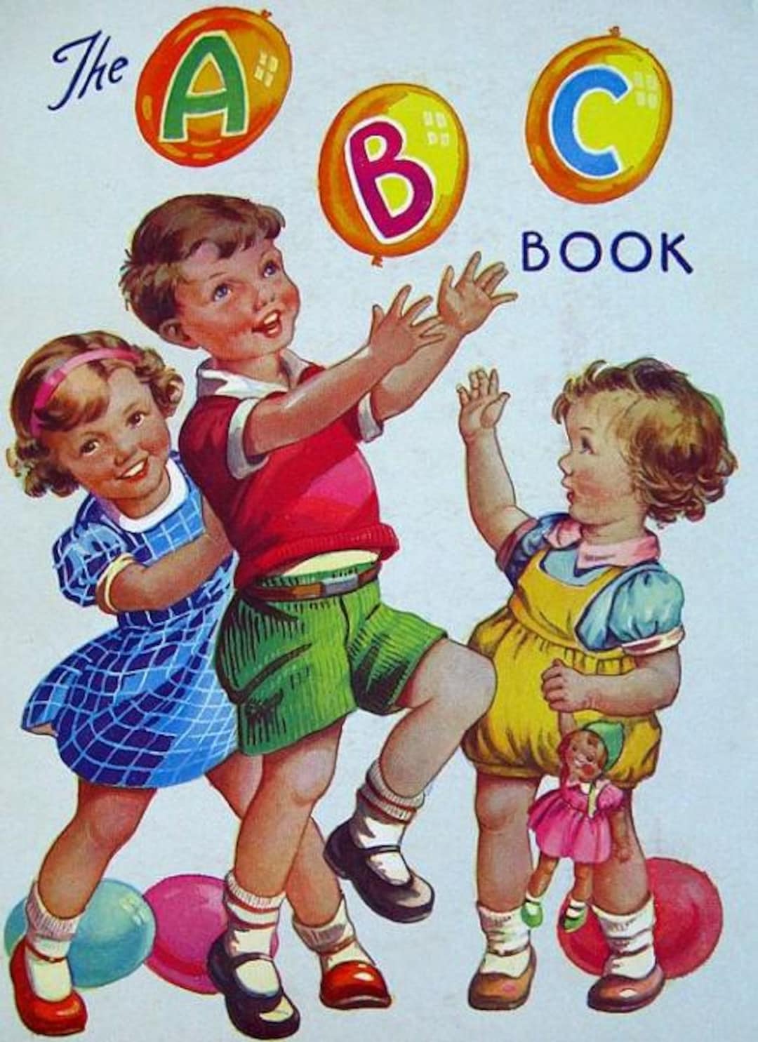 Set of TWO 5x7 Vintage Retro ABC Book Handmade Cotton Fabric Blocks - Etsy