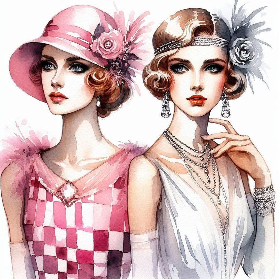 Vintage Art Deco Flapper Ladies in Hats #3 - 8x8 Cotton Quilt Craft ...