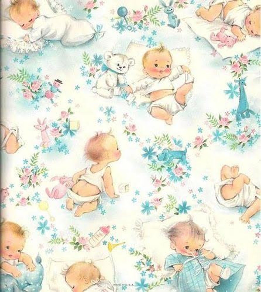 Handmade Vintage Retro Baby Blue 8x8 Cotton Quilting Fabric Block - Etsy
