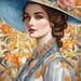 Vintage Victorian Woman in Yellow & Blue Hat 7x10 Craft Quilt Fabric ...