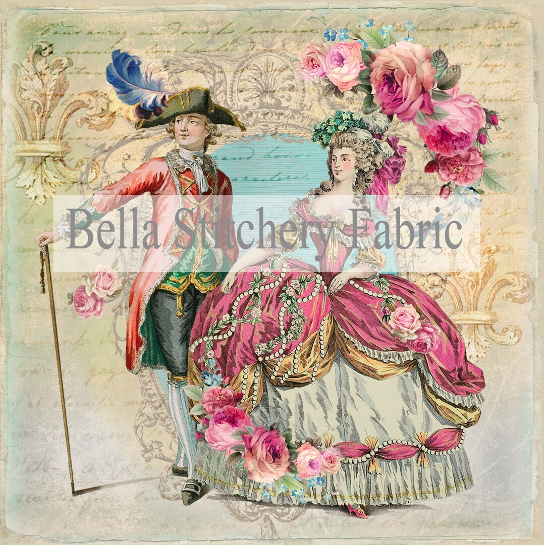 Shabby Chic Marie Antoinette - French Couture - 8x8 Craft Cotton Fabric ...