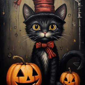 Handmade Black Cat & Pumpkin #2 - 7x10 Halloween Craft Cotton Fabric ...