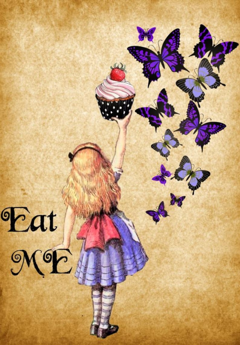 Handmade Alice in Wonderland EAT ME Collage 8x10 Craft and Quilt Cotton ...