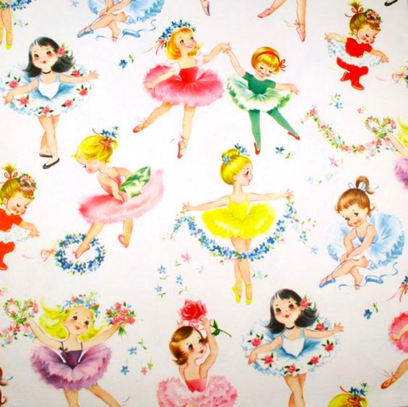 Set of TWO 5x5 Vintage Retro TINY DANCER Girls Ballet Craft Cotton ...