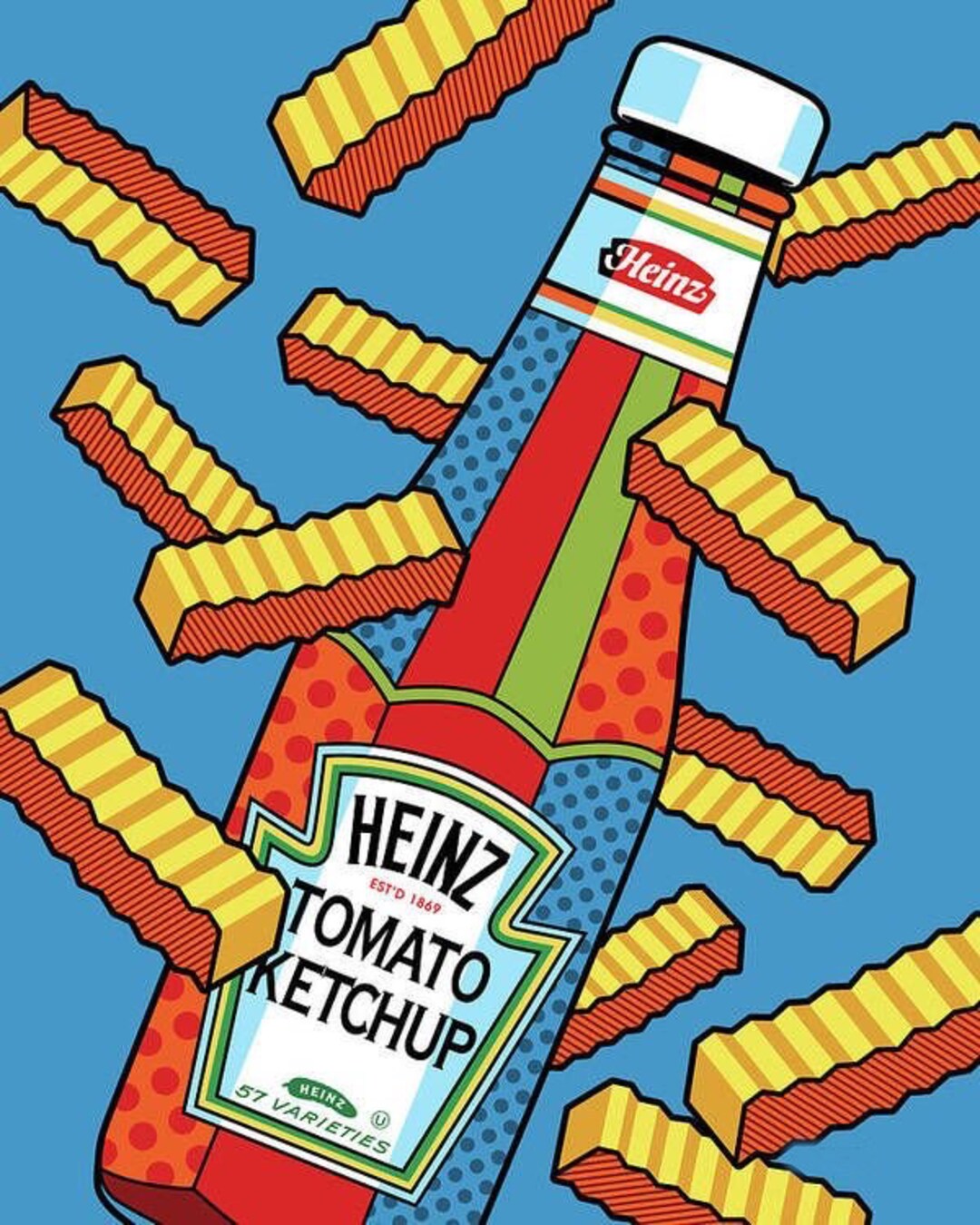 Set of TWO 5x7 Funky Retro 70's Ketchup Craft & Quilting Cotton FABRIC ...