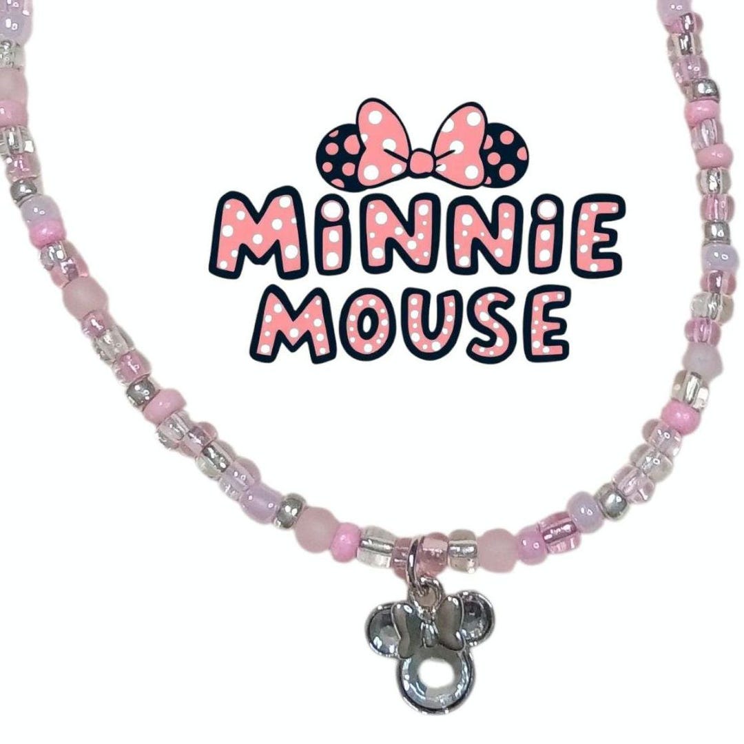 Girls Minnie Mouse Pink Beaded Necklace - Etsy