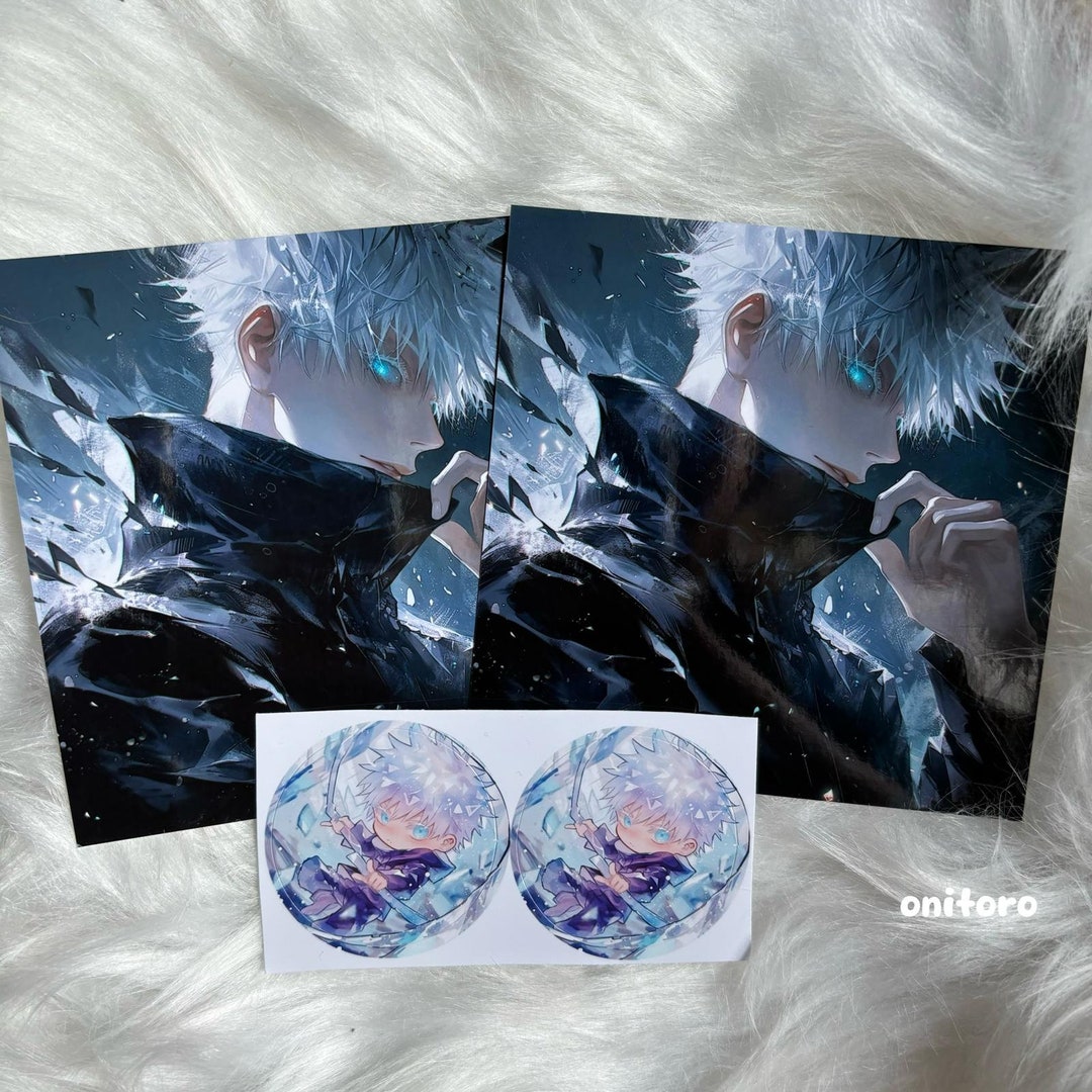 Jujutsu Kaisen Gojo Satoru Print & Chibi Sticker Decoration, Art ...