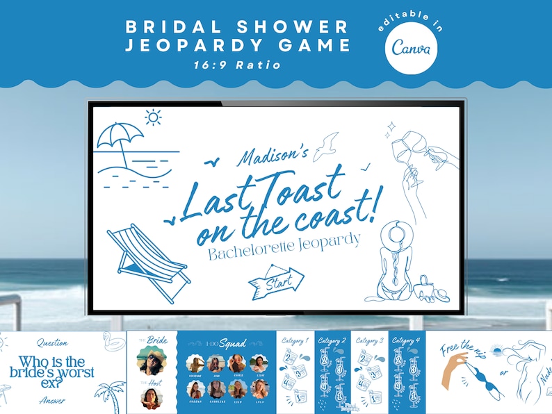 Beach Bachelorette Jeopardy Canva Coastal Bachelorette Jeopardy ...