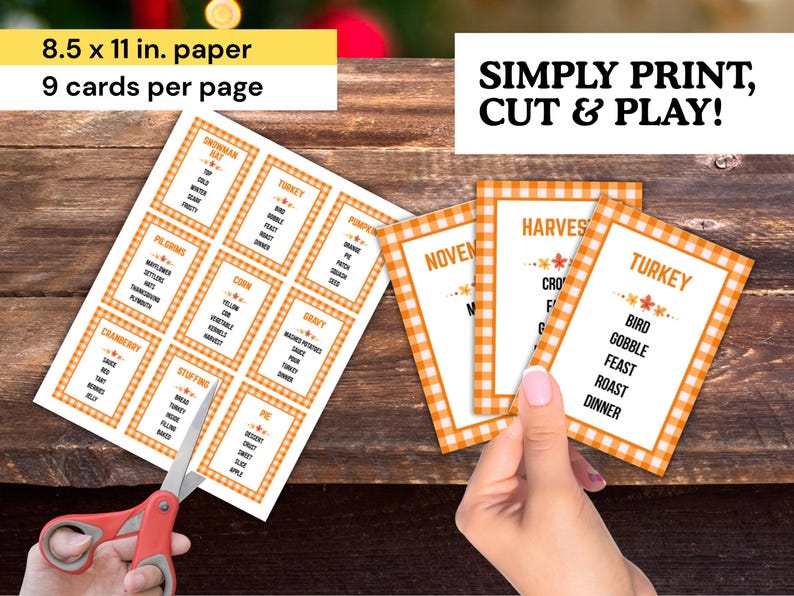 Taboo Game Thanksgiving Forbidden Word Game Printable Friendsgiving for ...