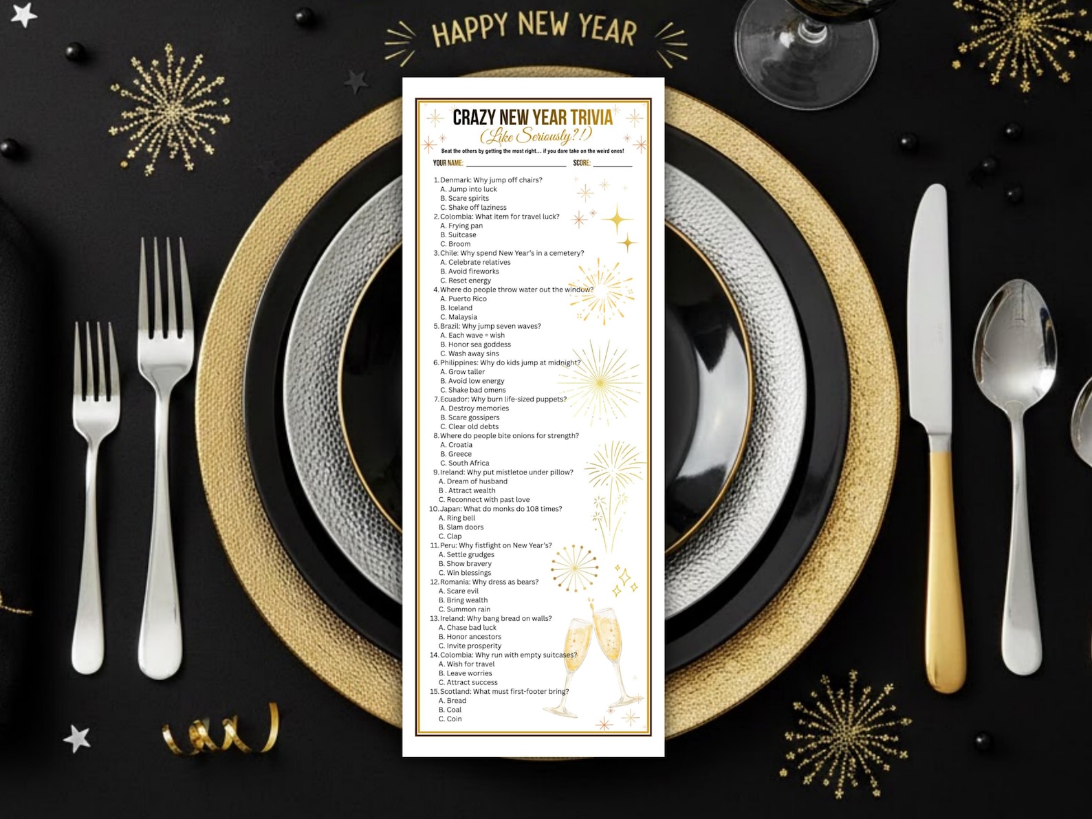 New Year Trivia Game Printable New Year Family Games New Years Eve Game ...