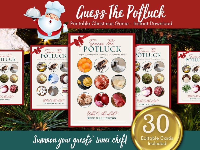 Guess the Potluck Christmas Games Printable Christmas Bingo Printable ...