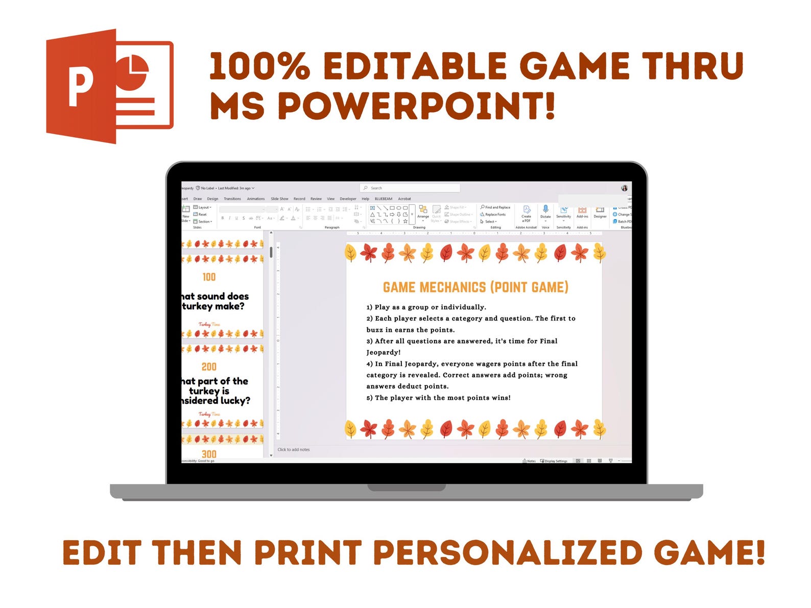 Thanksgiving Jeopardy Game Thanksgiving Trivia Thanksgiving Quiz ...