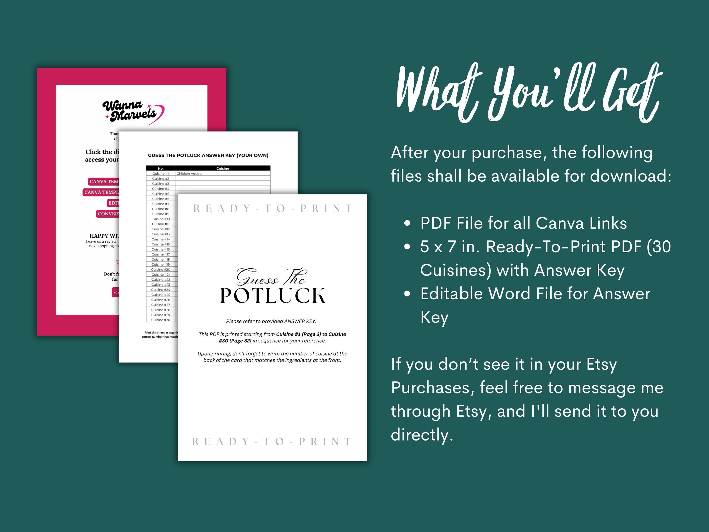 Guess the Potluck Christmas Games Printable Christmas Bingo Printable ...