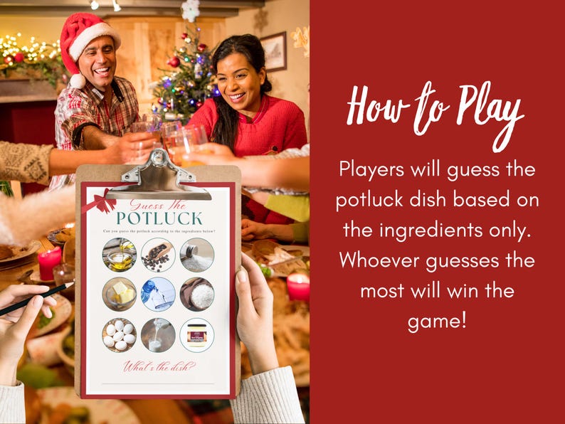 Guess the Potluck Christmas Games Printable Christmas Bingo Printable ...