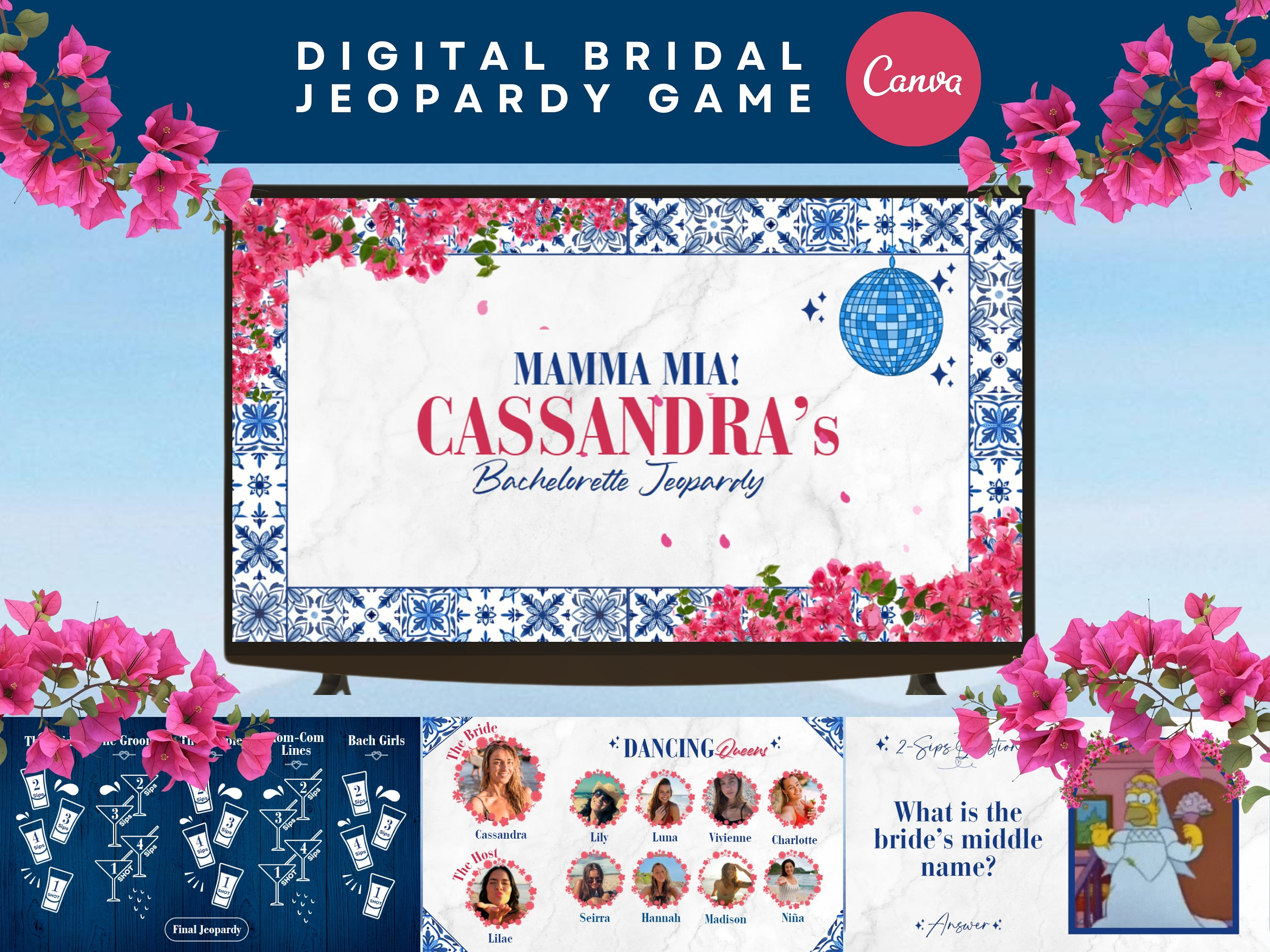 Mama Mia Bachelorette Jeopardy Game Mama Mia Bridal Shower Game Mama ...
