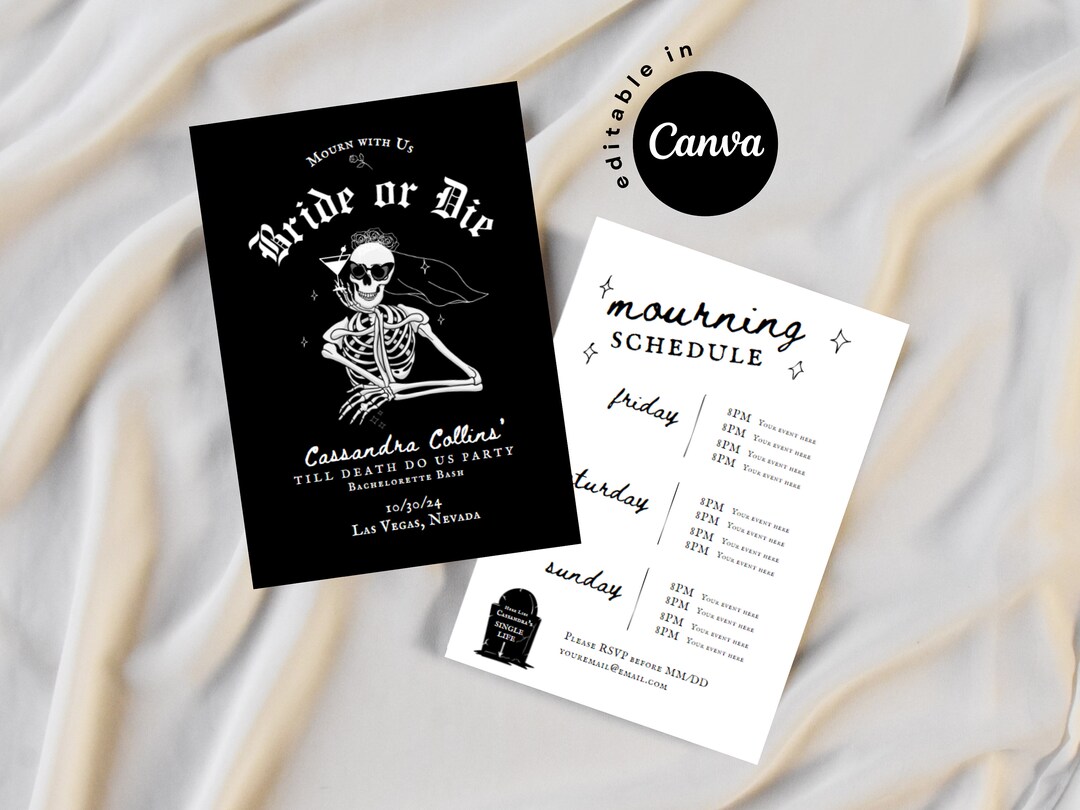 Bride or Die Bachelorette Invitation Till Death Do Us Party ...