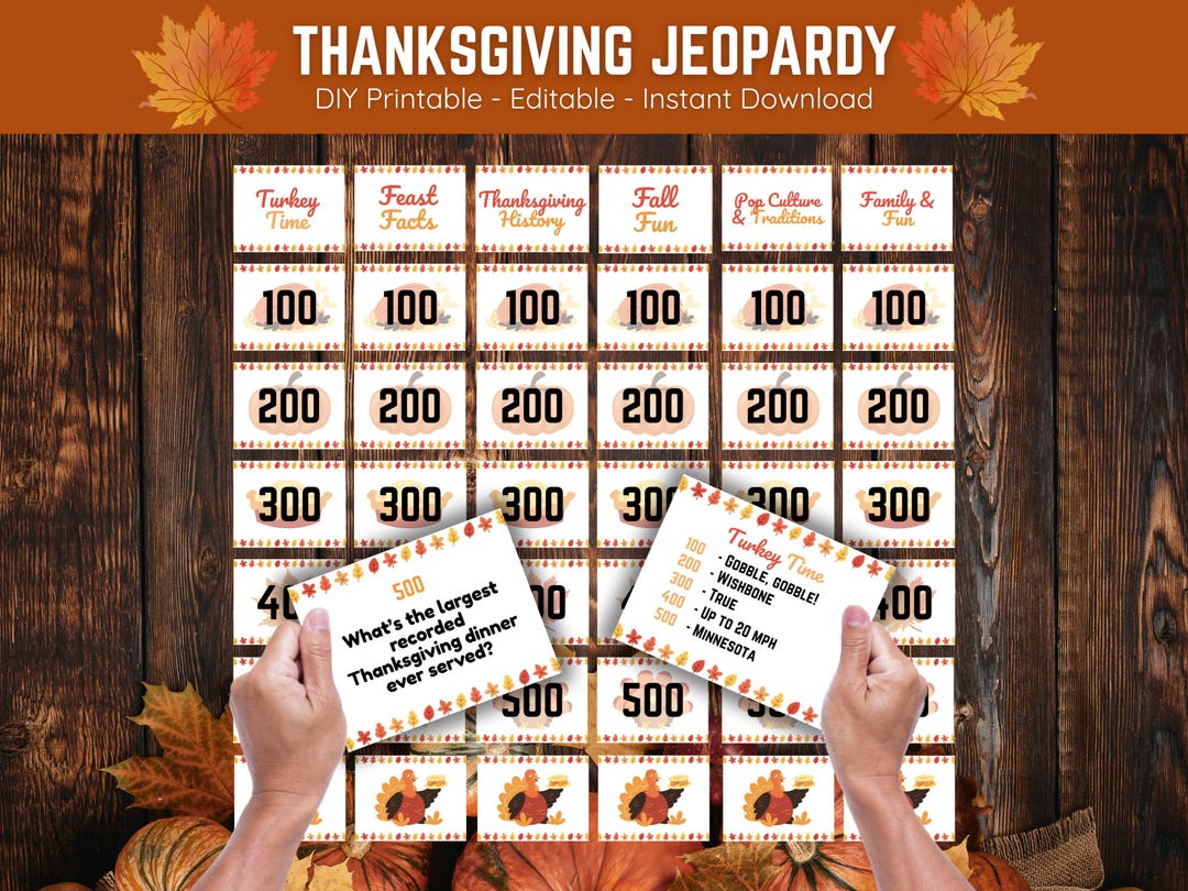 Thanksgiving Jeopardy Game Thanksgiving Trivia Thanksgiving Quiz ...