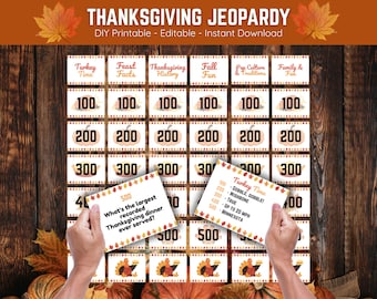 Thanksgiving Jeopardy Board Game Fall Trivia Jeopardy Game Office ...
